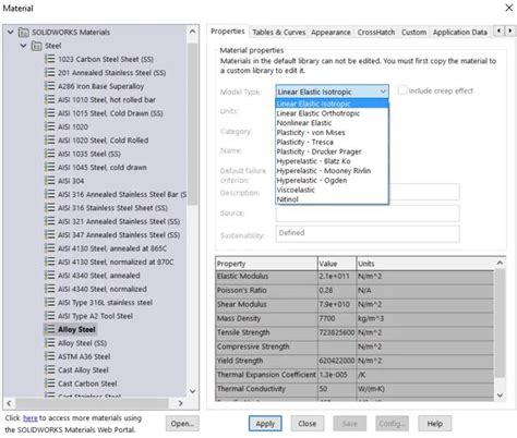 Solidworks Simulation Premium Material Model Types Defined Goengineer