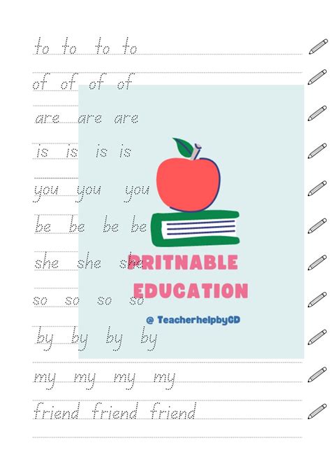 Printable Education Handwriting Year 1 Ks1 Kindergarten Sheet Etsy