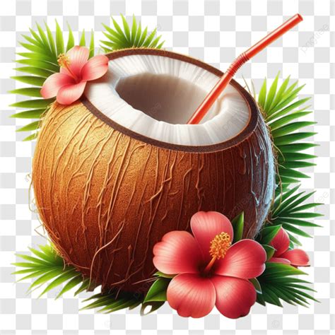 코코넛 주스 플루메리아와 과일에 이국적인 신선한 칵테일 코코넛 주스 이국적인 신선한 플루메리아와 과일 칵테일 코코넛 Png 일러스트 및 이미지 에 대한 무료 다운로드