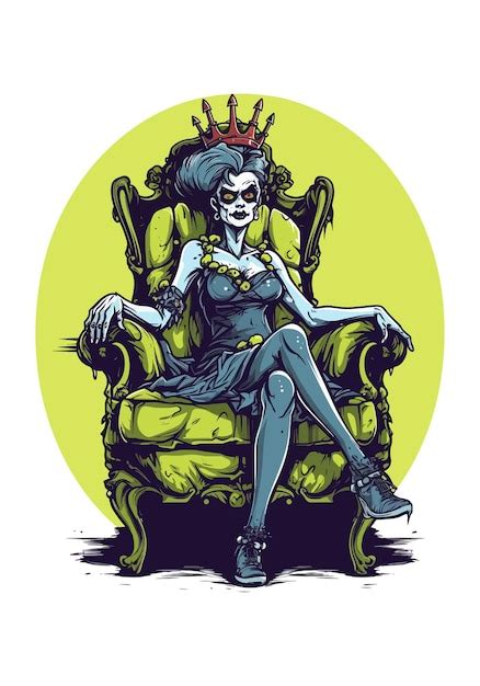 Premium Vector Queen Girl Zombie In A Throne Illustration