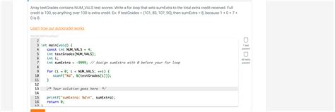 Solved Array Testgrades Contains Numvals Test Scores Write