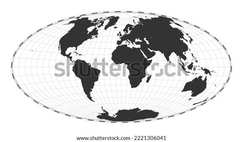 Vector World Map Aitoff Projection Plan Stock Vector Royalty Free 2221306041 Shutterstock