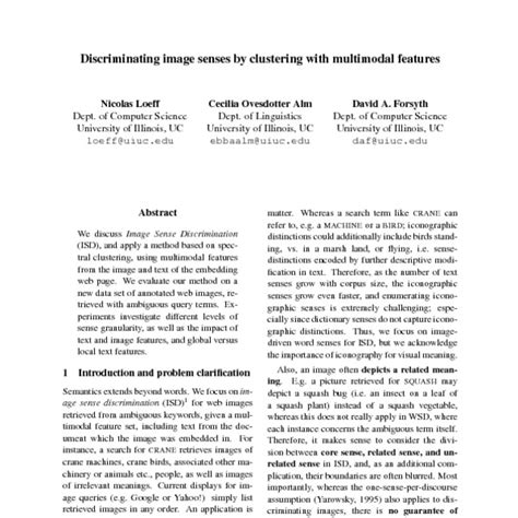 Discriminating Image Senses By Clustering With Multimodal Features Acl Anthology