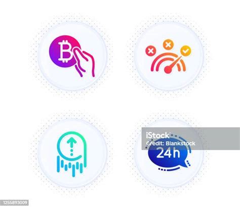 정답 스 와이프 및 비트 코인 지불 아이콘 세트 24시간 서비스 표지판 벡터 아이콘에 대한 스톡 벡터 아트 및 기타 이미지 아이콘 피드백 속도계 Istock