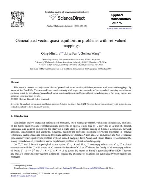 Pdf Generalized Vector Quasi Equilibrium Problems With Set Valued