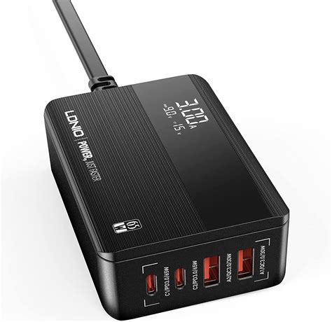 Домашнее зарядное устройство Ldnio A4808q 2usb 2 Type C 65 Вт кабель Micro Black
