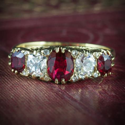 Antique Victorian Ruby Diamond Ring 18ct Gold Circa 1900 Antique