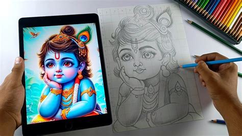 Shree Krishna Drawing Step By Step Outline Tutorial YouTube