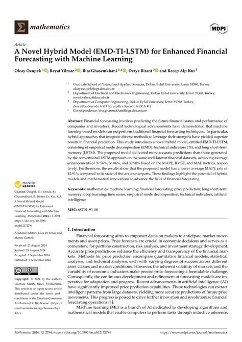 Pdf A Novel Hybrid Model Emd Ti Lstm For Enhanced Financial Forecasting With Machine Learning
