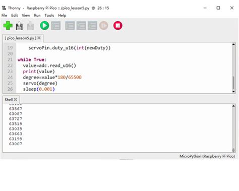 Raspberry Pi Pico Learning Kit Lesson 5 Use Potentiometer To Control Servo