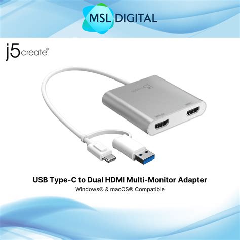 J Create USB Type C To Dual HDMI Multi Monitor Adapter JCA MSL Digital Online Store