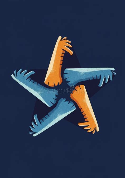 Five Hands Forming A Star Shape Stock Illustration Illustration Of Icon Hands