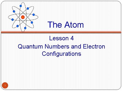 The Atom Lesson 4 Quantum Numbers And Electron