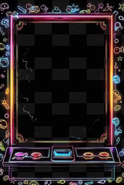 Premium Psd Retro Arcade Frame Art With Joystick And Pixelated Game
