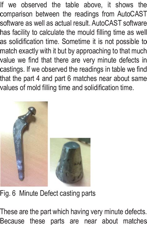Comparison Of Mold Filling Time And Solidification Time Download Table
