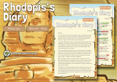 Year 4 Model Text Recount Diary Rhodopiss Diary Grammarsaurus
