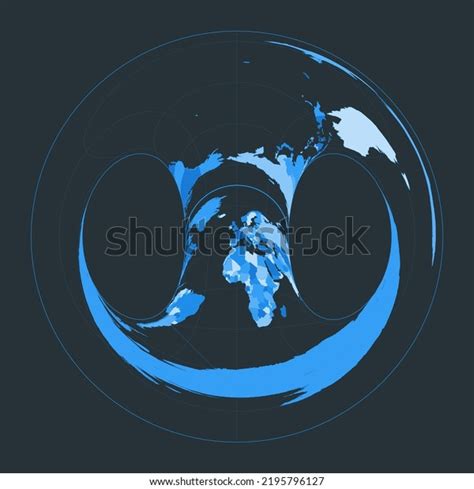 World Map Hammer Retroazimuthal Projection Futuristic Stock Vector Royalty Free 2195796127