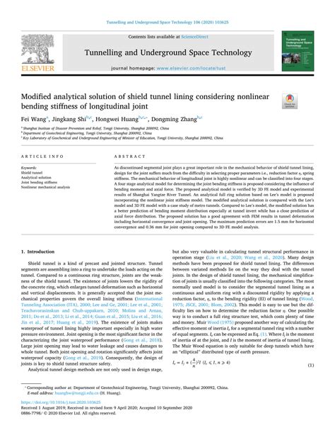 Pdf Modified Analytical Solution Of Shield Tunnel Lining Considering