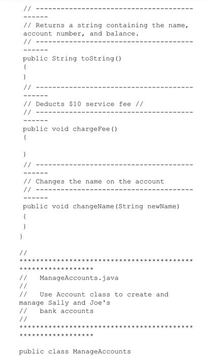 solved a bank account class file account java contains a