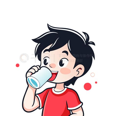 喝水免抠元素 人物可爱男孩喝水 素材免费下载 1536像素 Ai格式 编号71041969 千图网