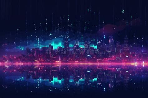 Futuristic City Skyline With Connected Lines And Dots Representing A City That Is Heavily