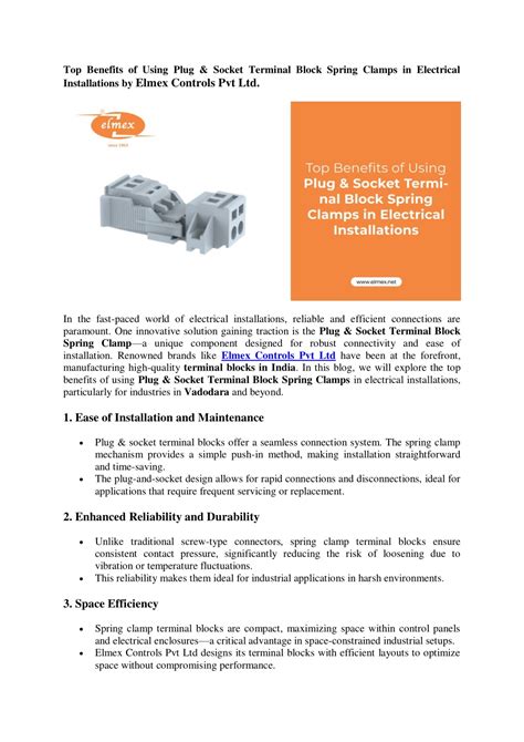 Ppt Top Benefits Of Using Plug And Socket Terminal Block Spring Clamps