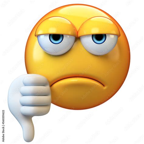 Thumb Down Emoji Isolated On White Background Emoticon Giving Dislikes 3d Rendering Stock
