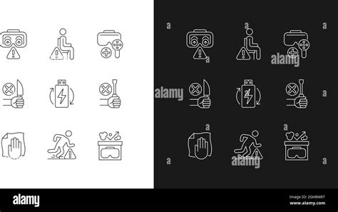 Vr Glasses Instructions Linear Manual Label Icons Set For Dark And Light Mode Stock Vector Image