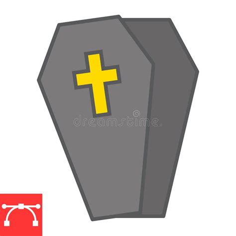 Coffin Color Line Icon Halloween And Scary Casket Sign Vector Graphics Editable Stroke Filled