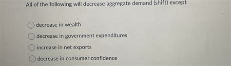 Solved All Of The Following Will Decrease Aggregate Demand