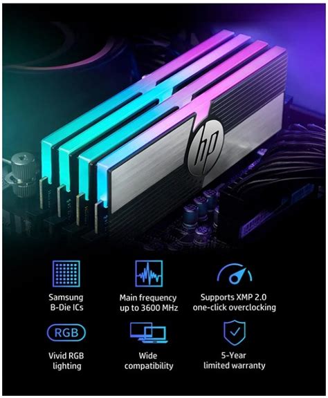 Оперативная память hp ddr4 v10 rgb 16gb 2x8gb 3200 mhz cl14 14 14 14