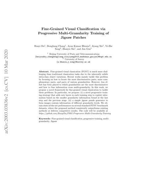 Pdf Fine Grained Visual Classification Via Progressive Multi