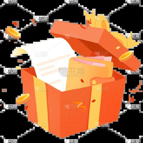 手绘 账单奖券礼盒贴纸素材 花瓣网