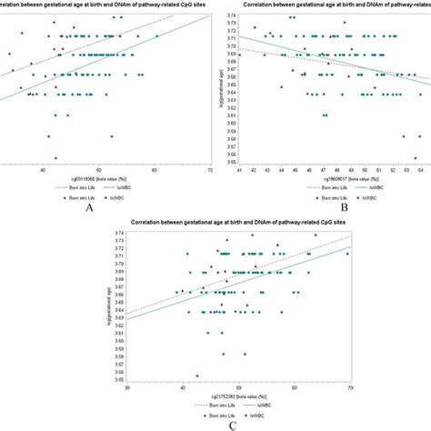 Correlation Between Gestational Age At Birth And Dnam Of Cpg Sites Of