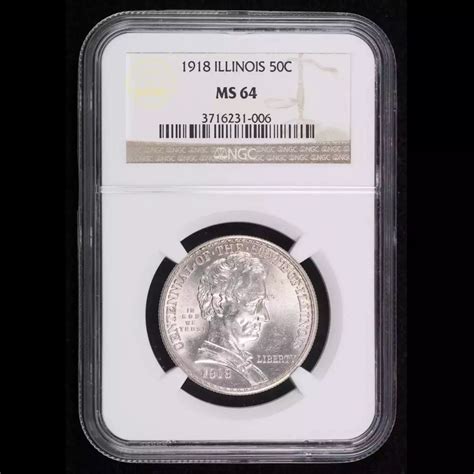 1918 Classic Commemorative Illinois Centennial Ngc Ms 64 Lincoln