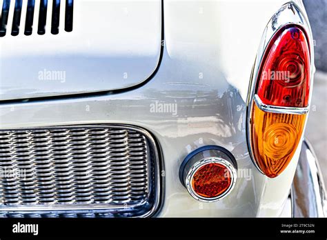 Detail Of The Headlights Of An Old Car Classic Retro Vehiclecar Stock