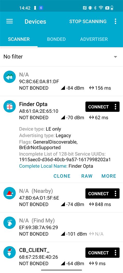 Publish Finder 7M Measures Over BLE Using Finder Opta