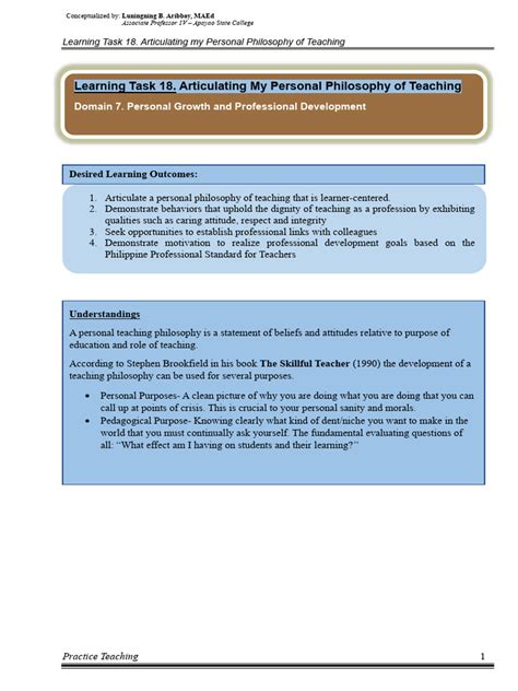 Learning Task 18 Pdf Philosophy Of Education Learning