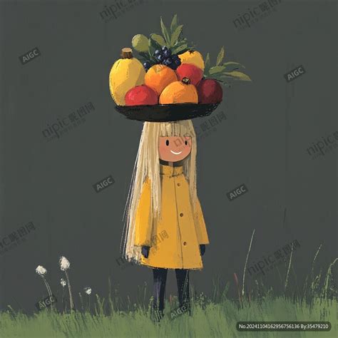 Ai创作图水果姑娘插画绘画 蔬果拟人系列原创插画 水果女孩插画 水果女孩创意 女孩抱水果 水果女孩图片 水果拟人插画 农家女孩水果插画 水果