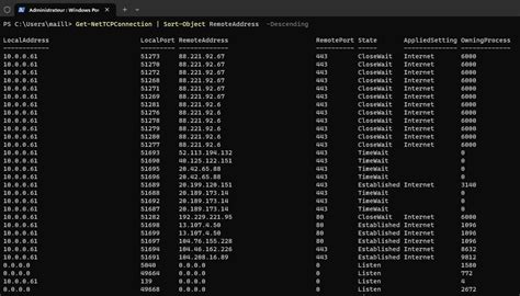 Powershell Lister Les Connexions Tcpip