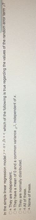 solved in the simple linear regression model a pr e which