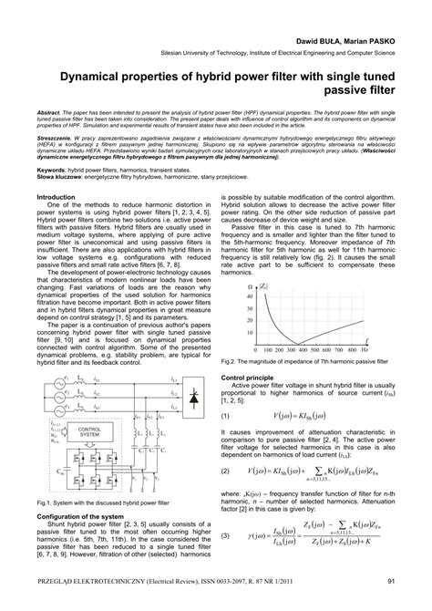 pdf hybrid power filter with single tuned passive filter dynamical