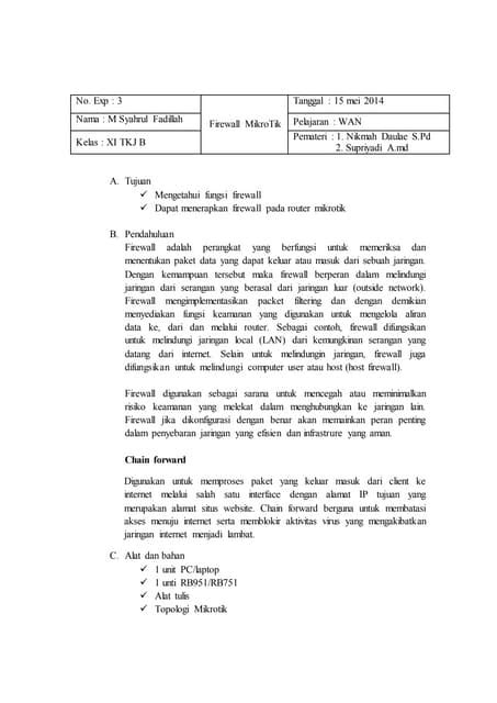 Mikrotik Firewall Chain Input Pdf