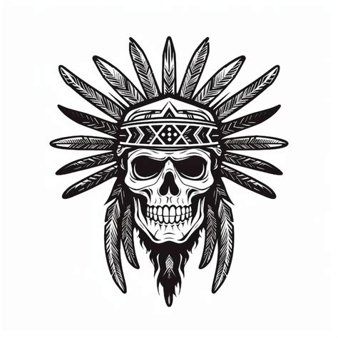 Premium Ai Image A Skull With A Crown And Feathers On It