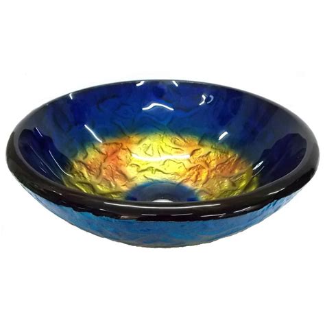 Eden Bath Small True Planet Glass Vessel Sink In Multi Colors With Pop Up Drain And Mounting