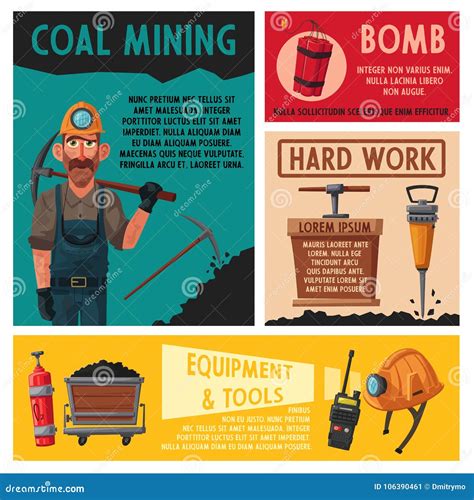 Coal Mining Miner Character And Tools Stock Vector Illustration Of Person Extraction 106390461