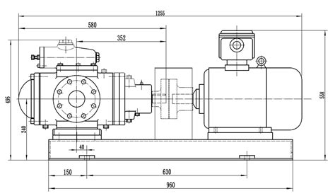 SNH210R40E6 7W21三螺杆泵配防爆7 5kw 4电机外形尺寸图
