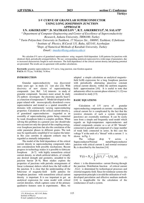 Pdf I V Curve Of Granular Superconductor Using Long Josephson