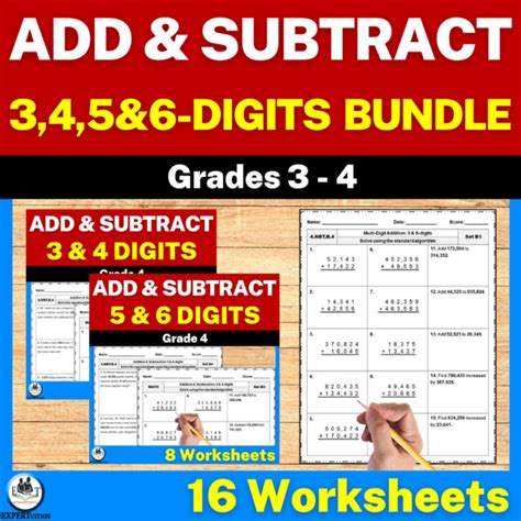 Addition And Subtraction With And Without Regrouping Worksheets 3 4 5 And 6 Digits Expertuition