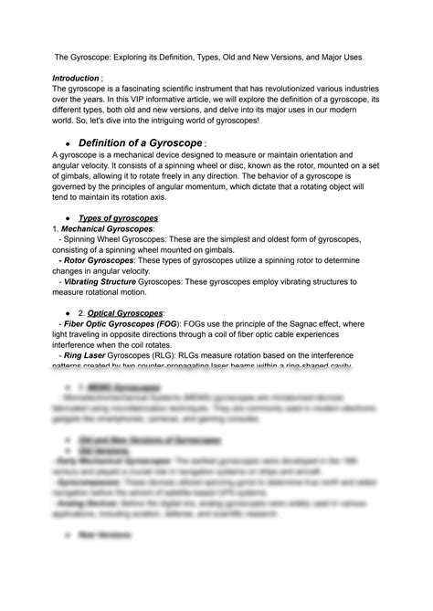 Solution The Gyroscope Exploring Its Definition Types Old And New Versions And Major Uses